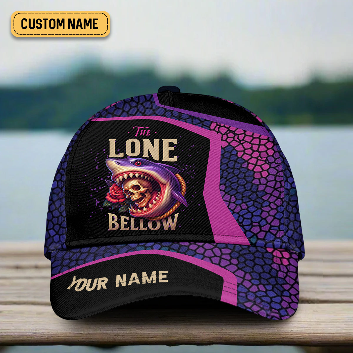 The Lone Below Shark And Skull Fishing Cap, Men's Fishing Hat, Fishing ...