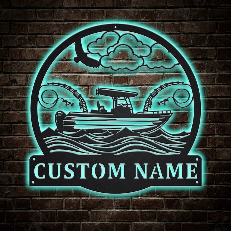 Personalized Fishing Boat Metal Sign WITH LED/WITHOUT LED Lights Custo ...